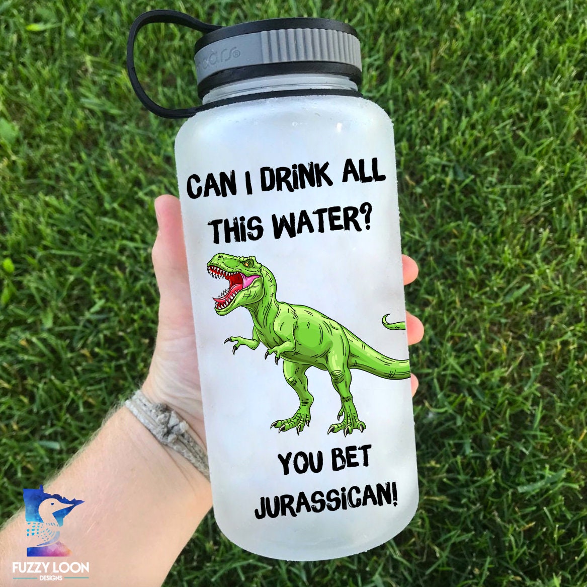 T-rex Motivational Water Bottle With Tracker | Dinosaur Bottle | 34oz ...