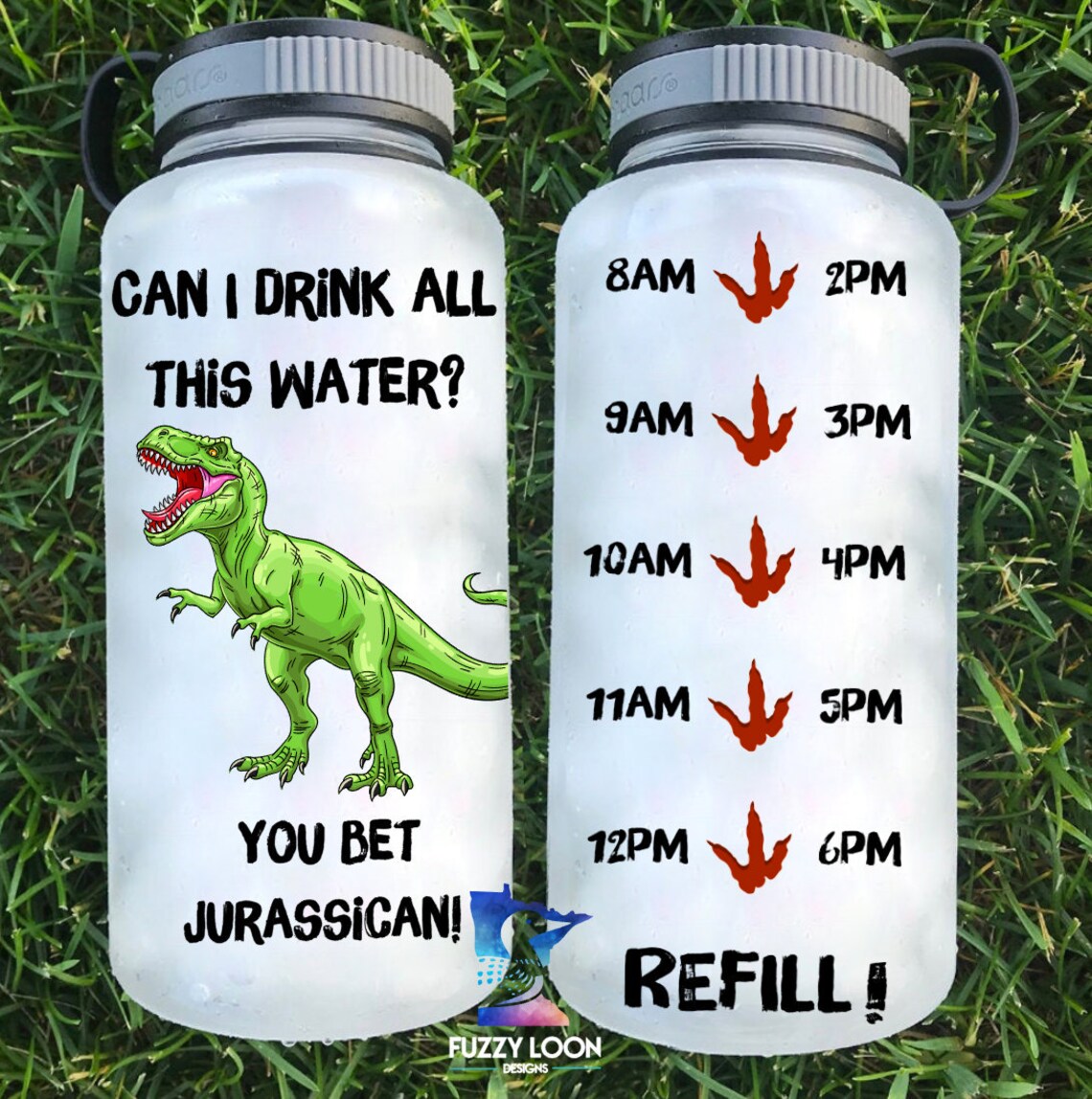 T-rex Motivational Water Bottle With Tracker Dinosaur Bottle - Etsy