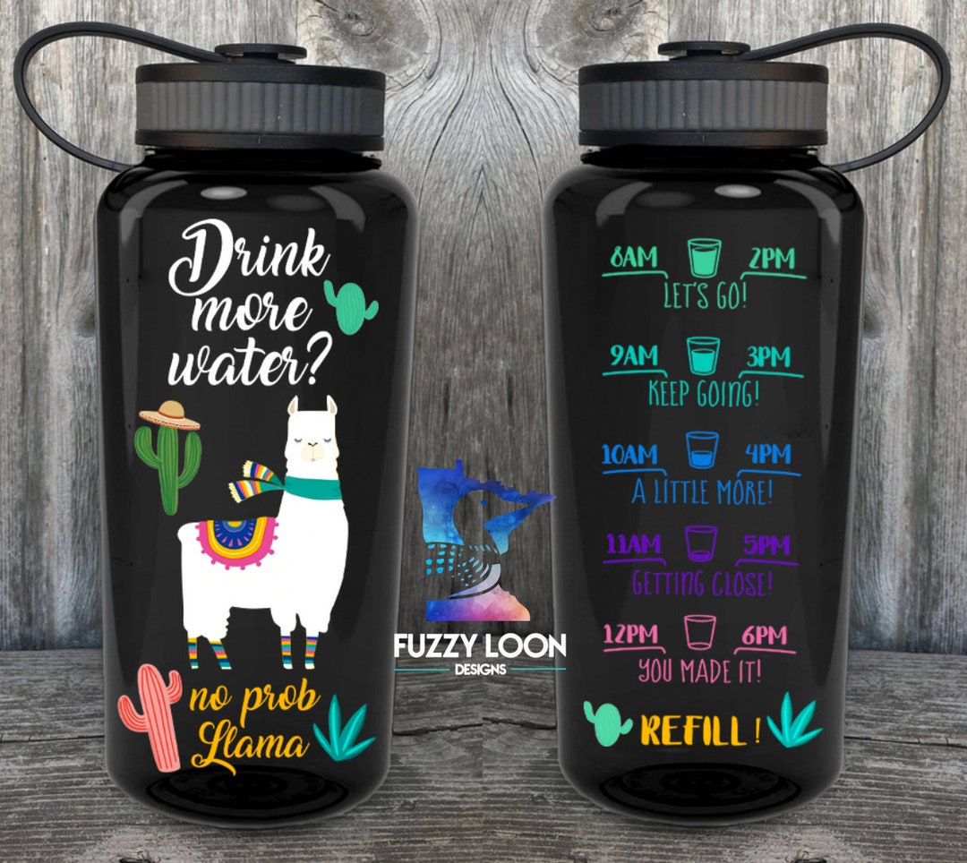 Llama Motivational Water Bottle, Drink More Water, No Prob-llama Hourly ...