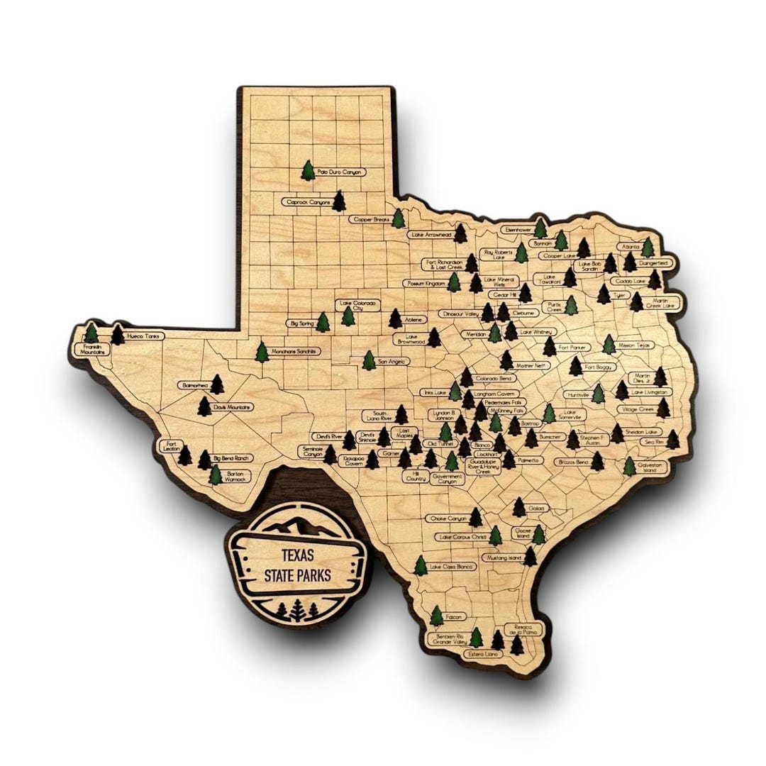 Texas State Park Map Travel Map | Hiking Map | Camping Map - Etsy