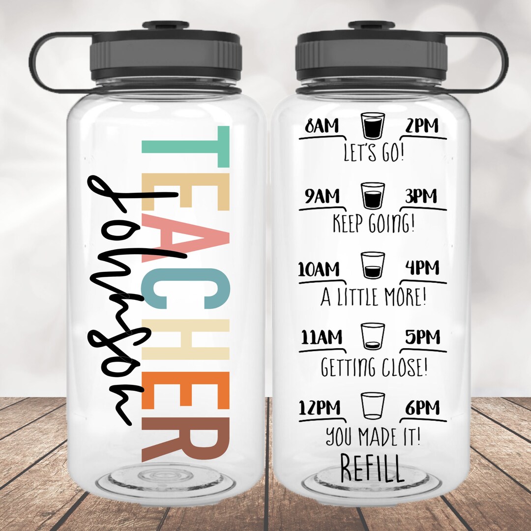 Personalized Teacher Water Bottle | Motivational 34oz Water Bottle - Etsy