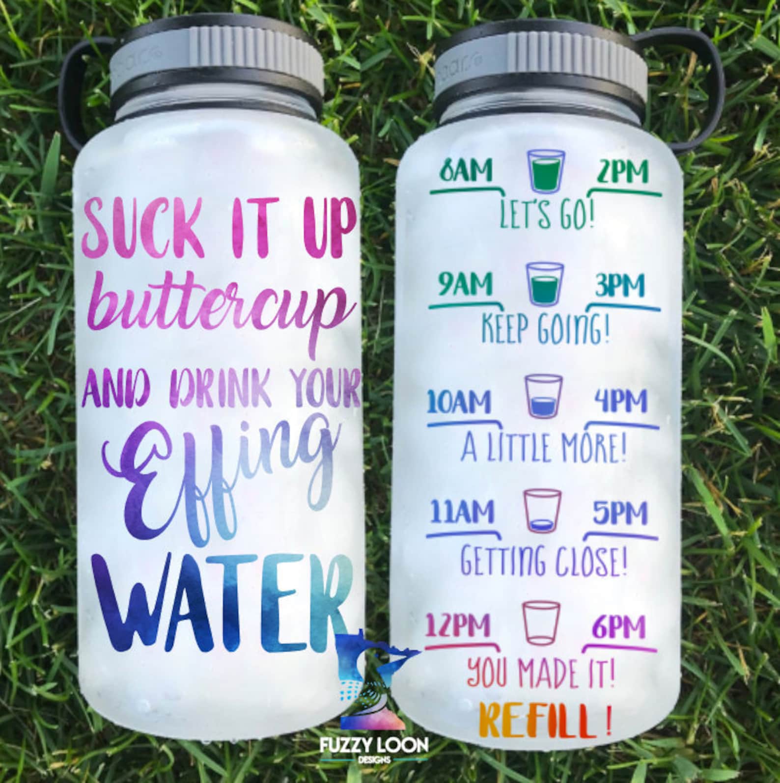 Motivational Water Bottle Suck It up Butter Cup Drink Your - Etsy
