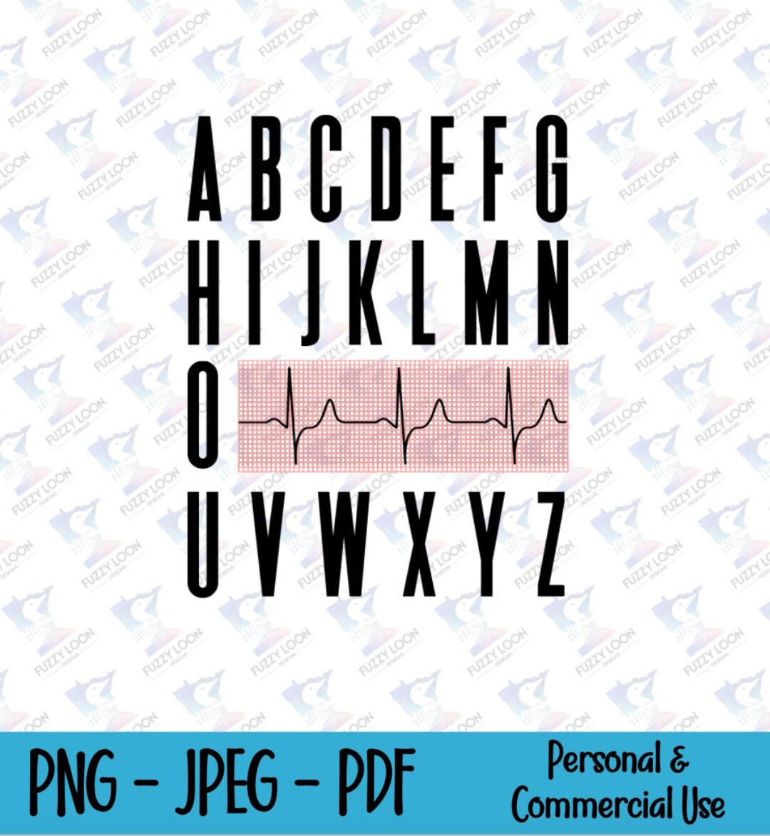 Alphabet Heart Beat | Digital Download | Sublimation Images - Etsy