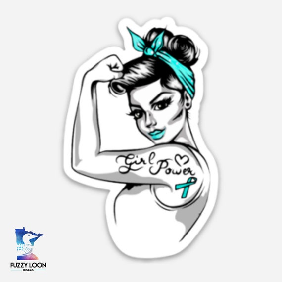 Girl Power Teal Sticker Teal Ribbon Cancer Sticker | Etsy