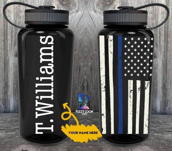 Kitchen & Dining Personalized Thin Blue Line Police Water Bottle ...