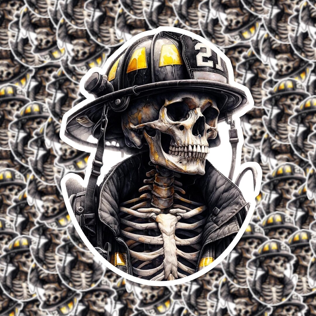Skeleton Firefighter Sticker - Etsy