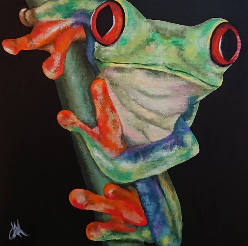 Original 'tree Froggy' Canvas - Frog Painting, Frog Wall Art, Frog ...