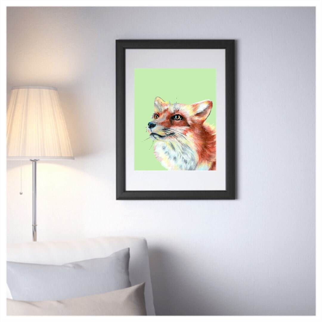 Fox A4 Print - Fox, Red Fox, Fox Art, Fox Painting Wall Art, Decor ...