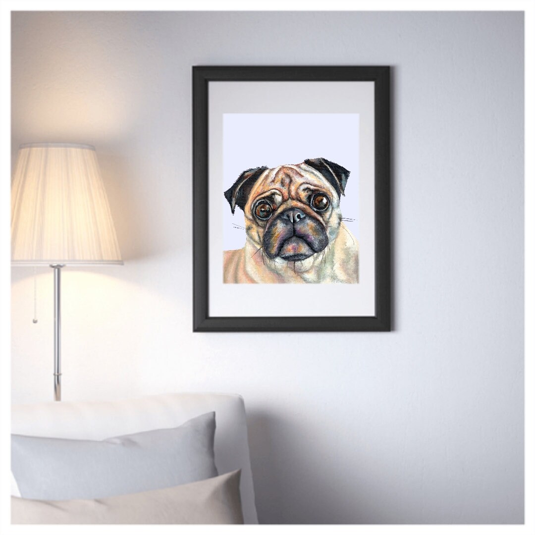 Pugalicious Pug A4 Print - Pug Art, Wall Art, Decor, Animal Art, Pet ...