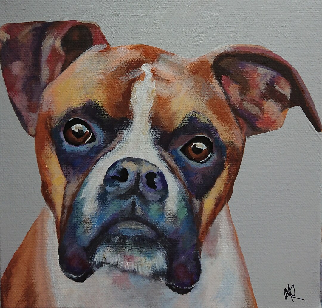 Original ‘boxer’ Canvas – Dog, Boxer, Dog Art, Dog Painting, Pet Art ...