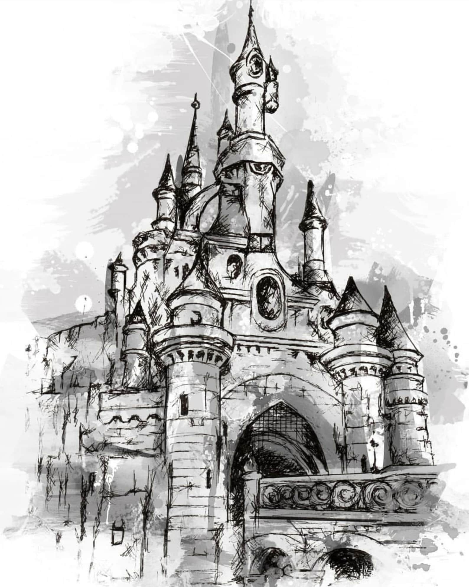 Disneyland Paris Castle A4 Print Pen and Ink Disneyland Paris ...