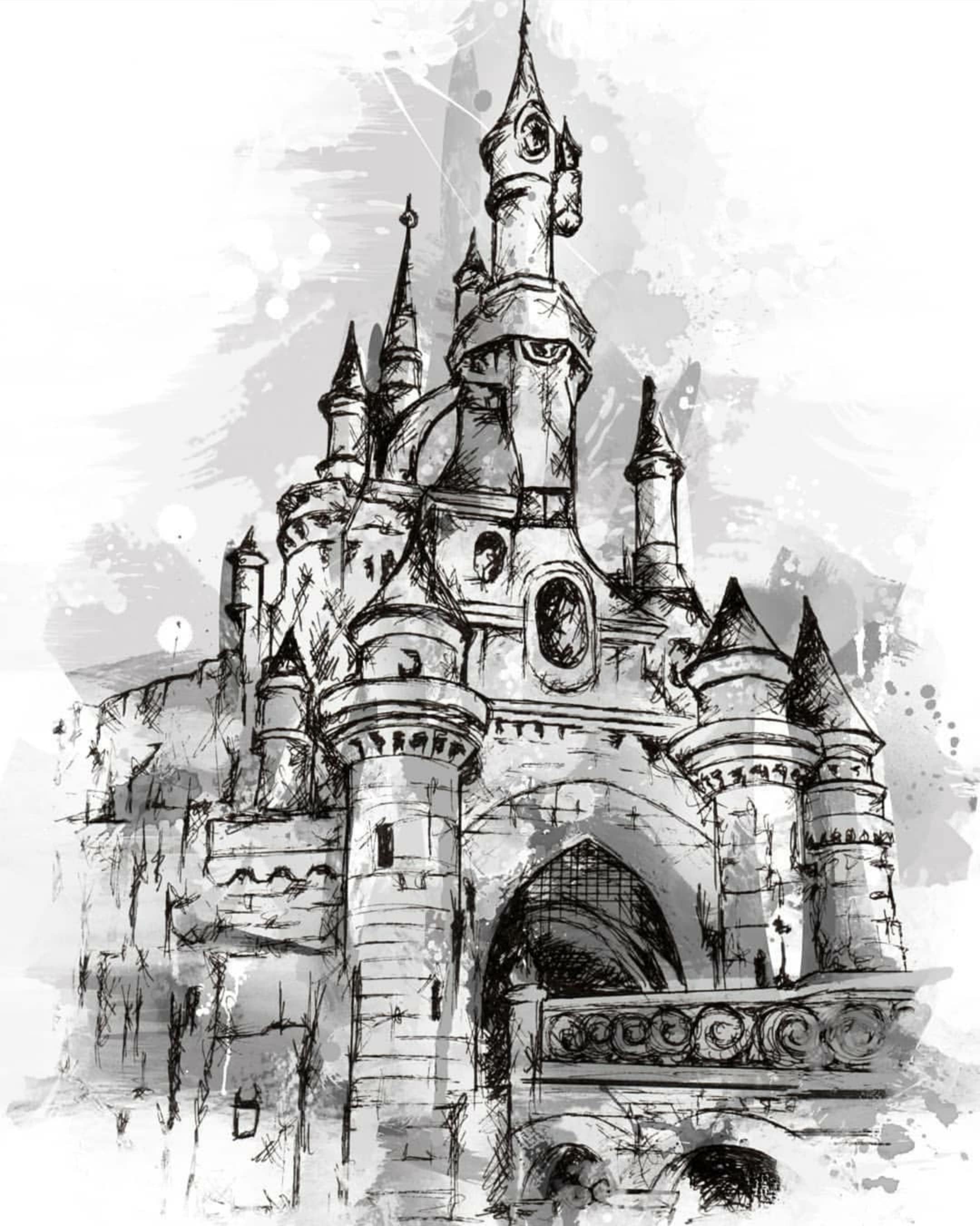 Disneyland Paris Castle A4 Print Pen and Ink Disneyland Paris ...