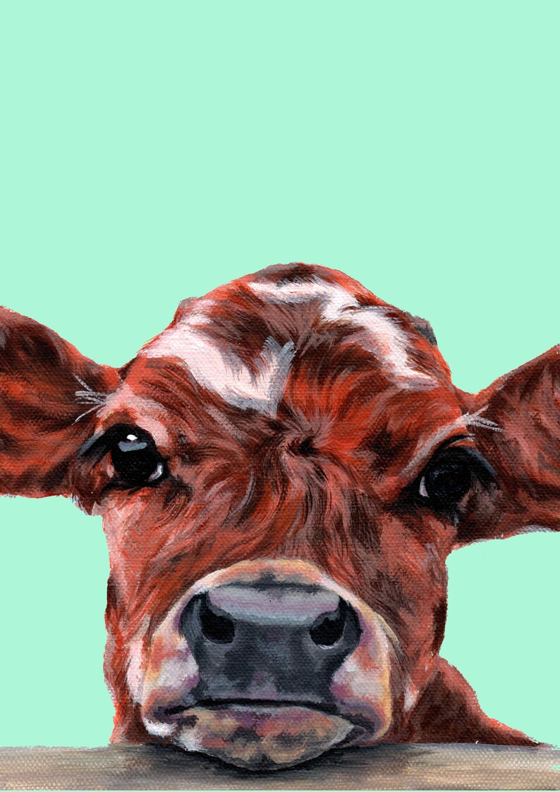A4 Brown Cow Print Cow Print Cow Painting Cow Wall Art Etsy