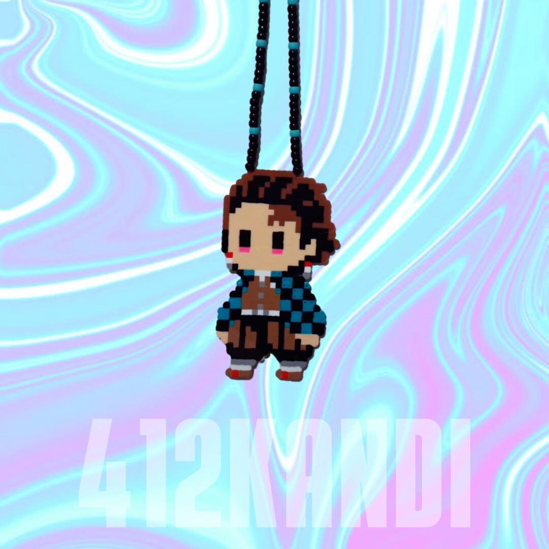 Tanjiro Kamado Demon Slayer Perler Kandi Necklace - Etsy