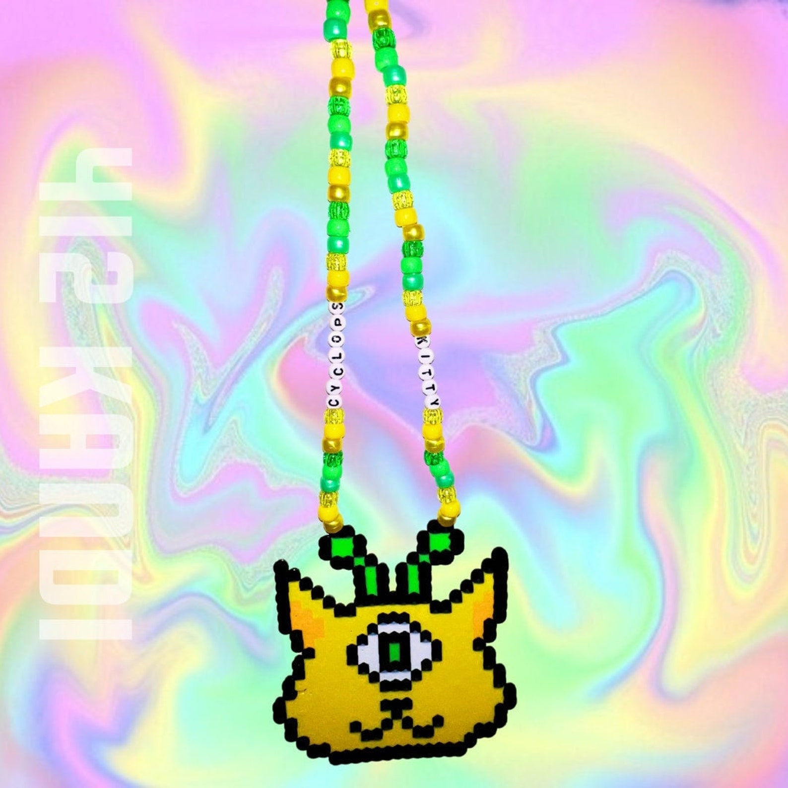 Subtronics Cyclops Kitty Perler Kandi Necklace - Etsy