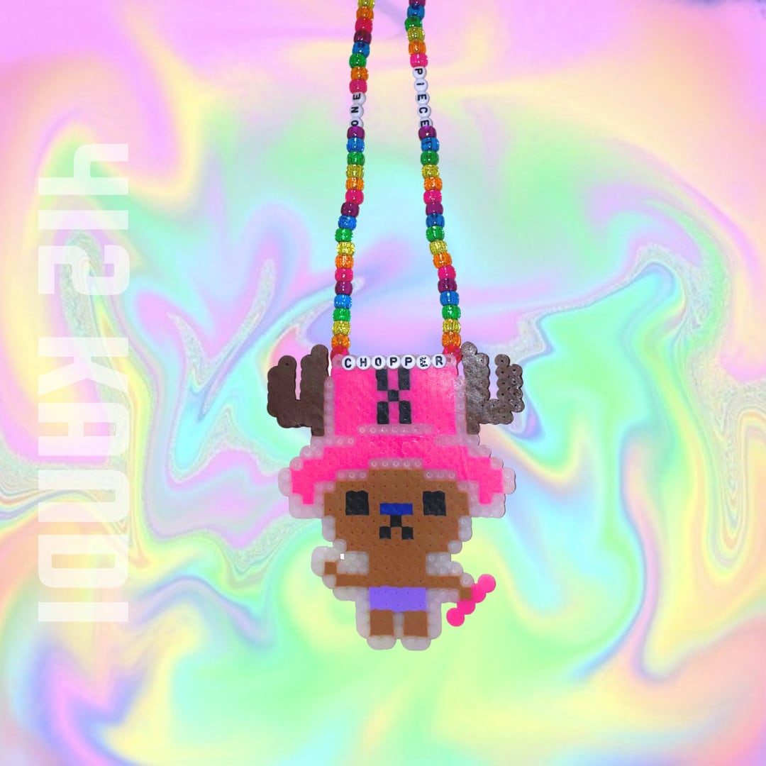 Rave EDM Excision Chopper One Piece Anime Kandi Perler Necklace Glow in ...