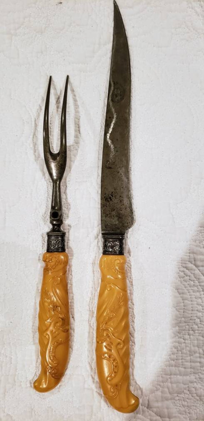 Landers Frary & Clark Celluloid Carving Set Fork and Knife Set - Etsy