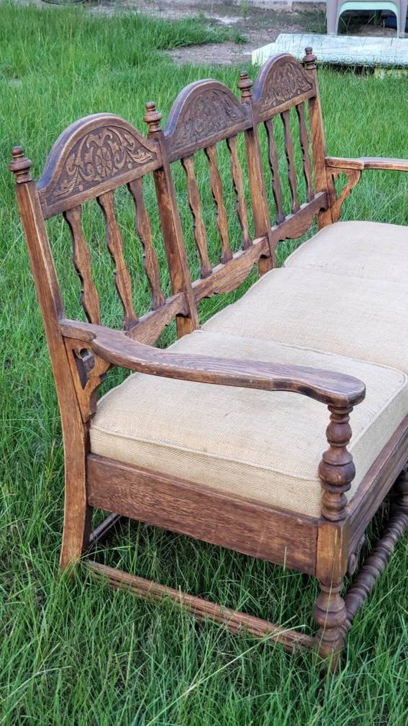 19th Century Spanish Revival Parlor Set. Oak Settee Vintage | Etsy