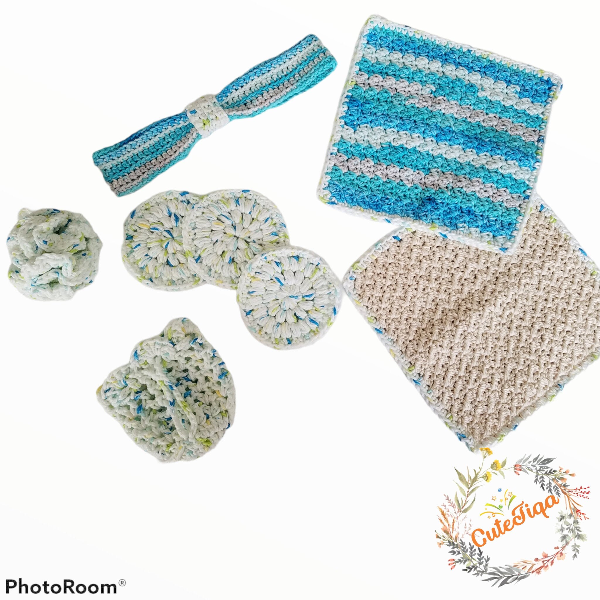 Crochet Spa Set Cotton Spa Set 8 Piece Handmade Crochet Spa - Etsy