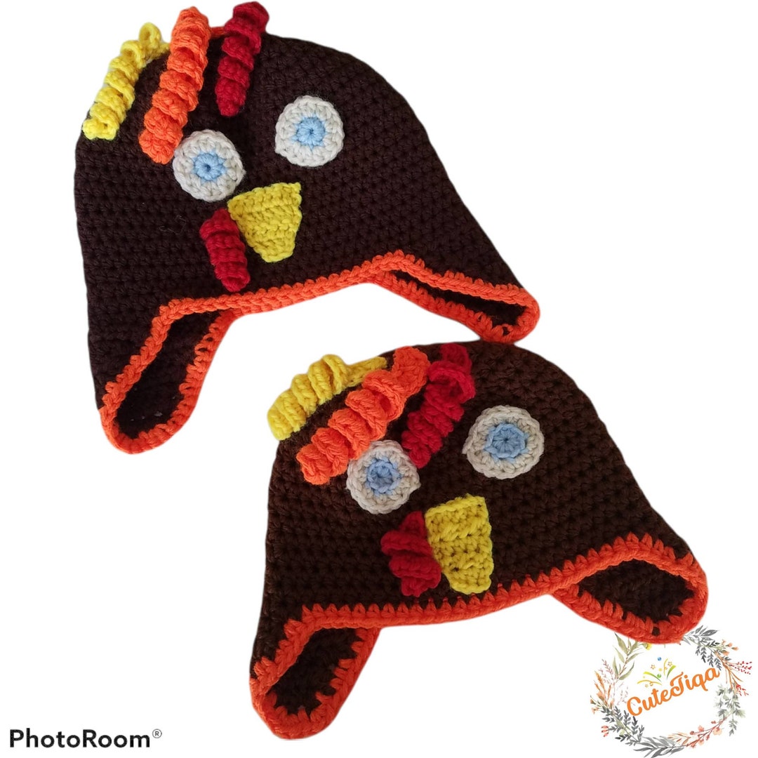 Crochet Turkey Hat,turkey Flap Hat,turkey Hat,thanksgiving Day Hat ...