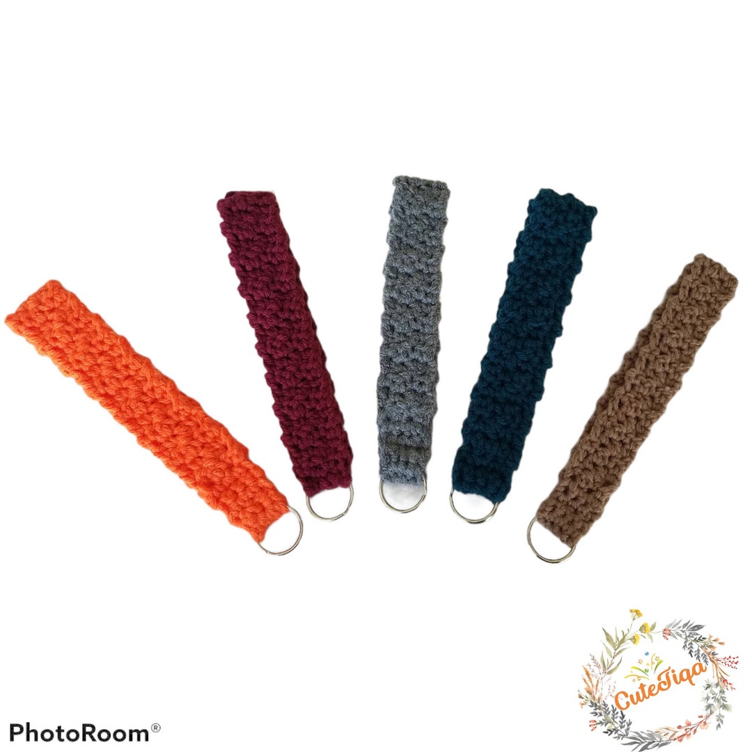Crochet Key Fob Wristlet Crochet Keychain Wristlet Lanyard Crochet ...