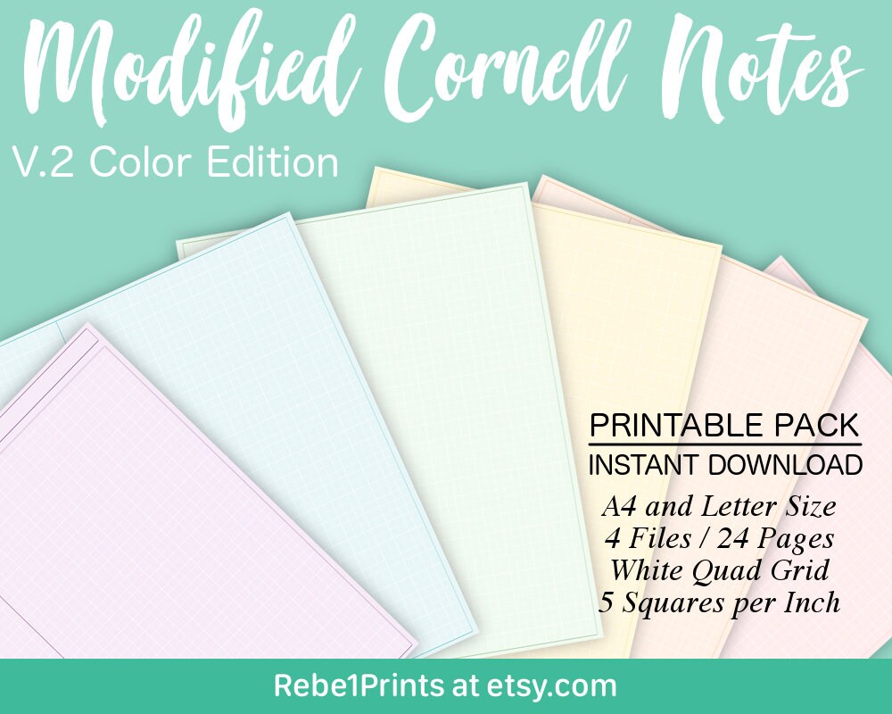 Modified Cornell Notes / V.2 Colorful Edition / Student Note | Etsy