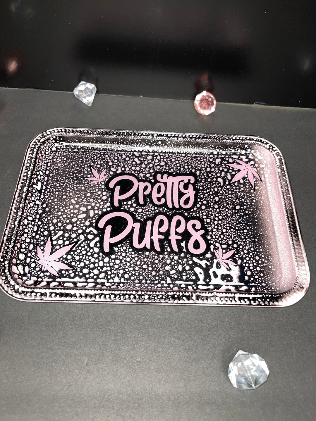 Pretty Puffs Tray Rolling Tray Serving Tray Divs 420 Tray Pink Rolling ...