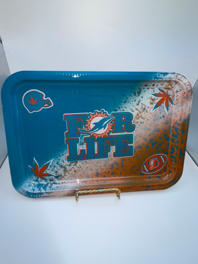 Miami Dolphins Themed Tray NFL Themed Tray Rolling Tray Serving Tray ...