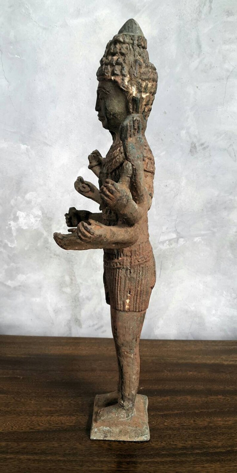 Vishnu Khmer God With 8 Arms Cast Bronze Buddha Statue 18" Tall ...