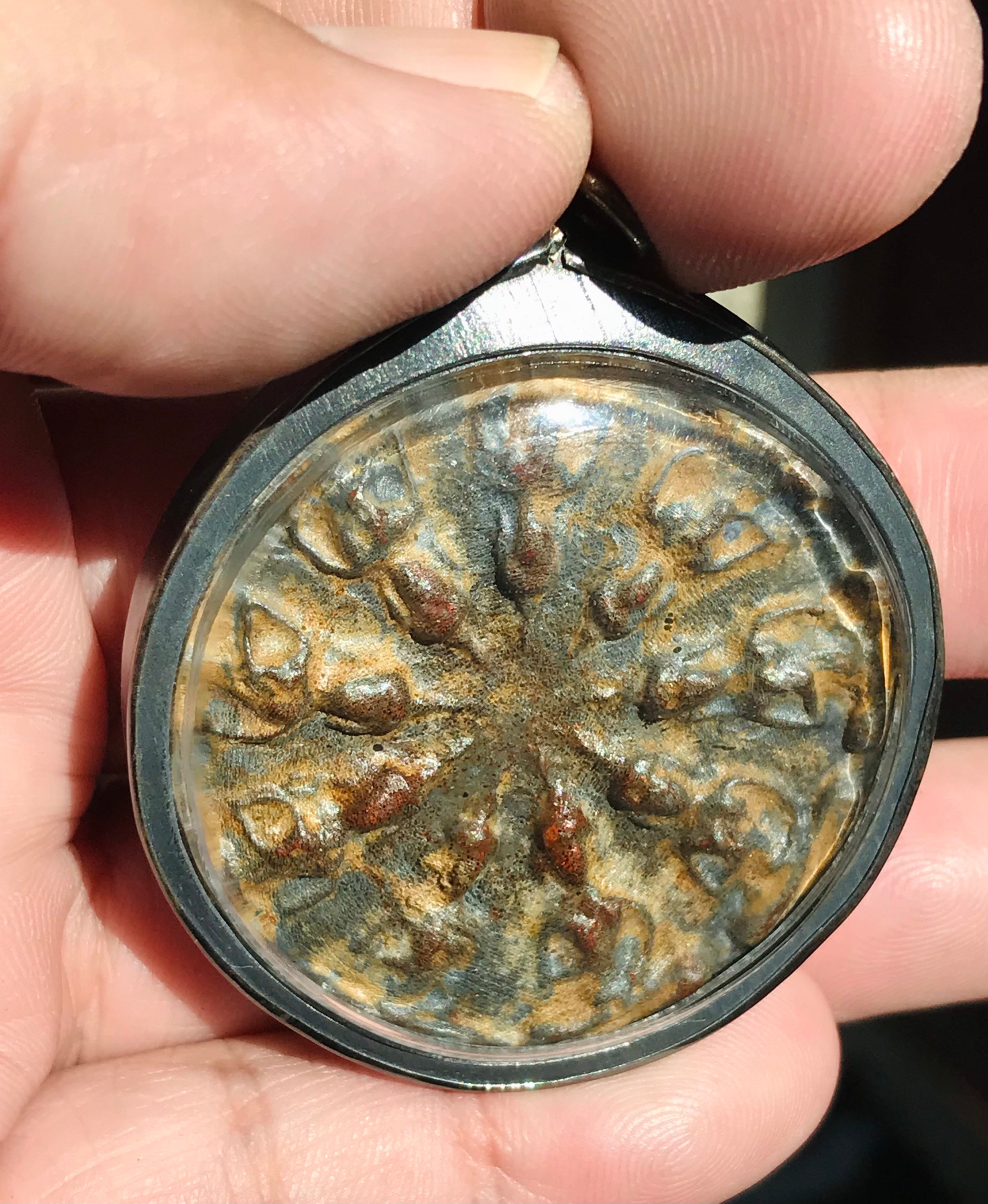 Vintage Thai Monk Stone Amulet Encased in Metal Casing/protection ...