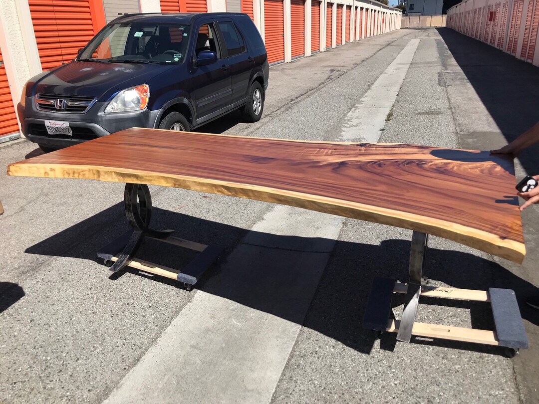Golden Acacia Live Edge Dining Table: Hand Welded Steel Legs, 8.6ft - Etsy