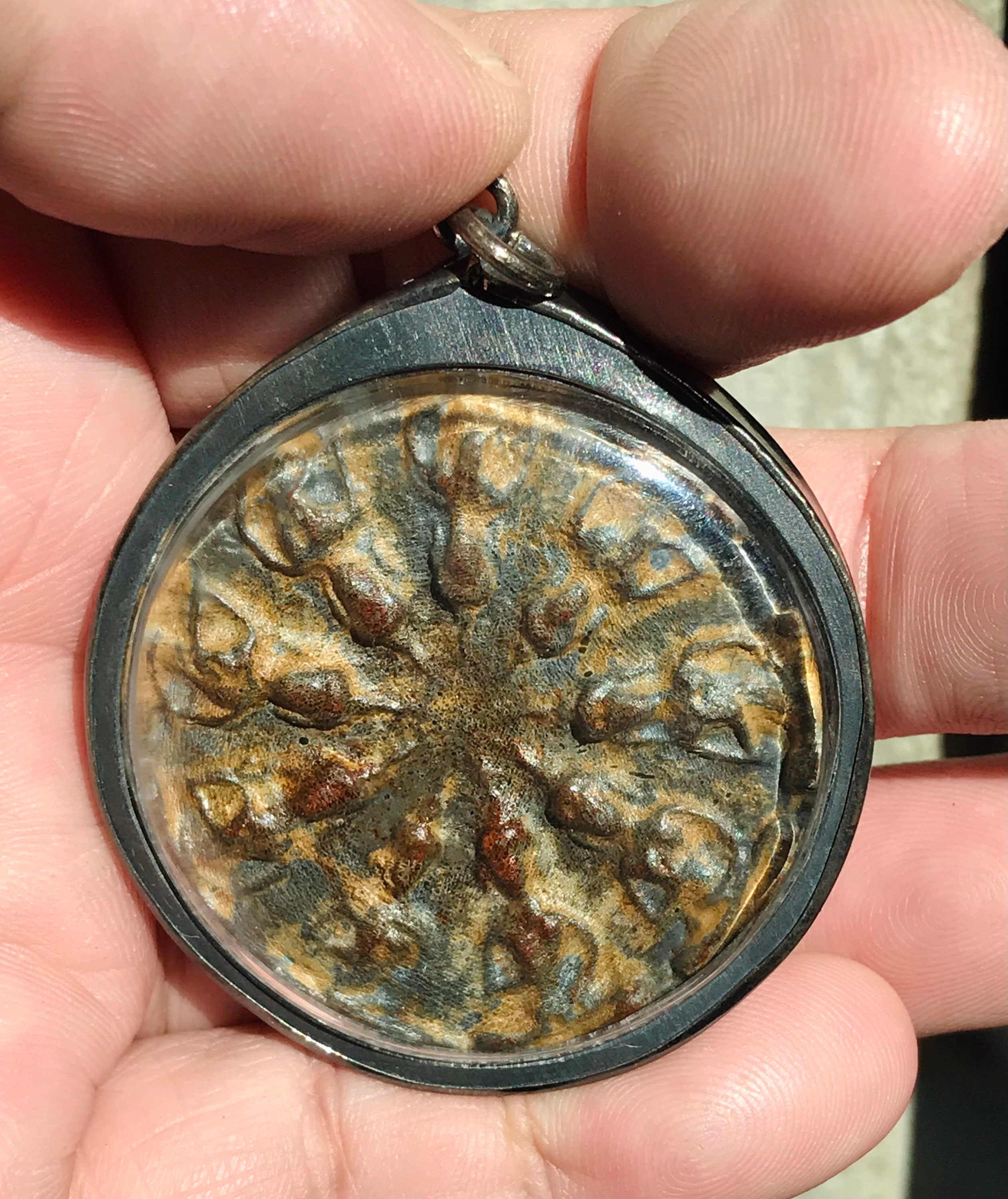 Vintage Thai Monk Stone Amulet Encased in Metal Casing/protection ...