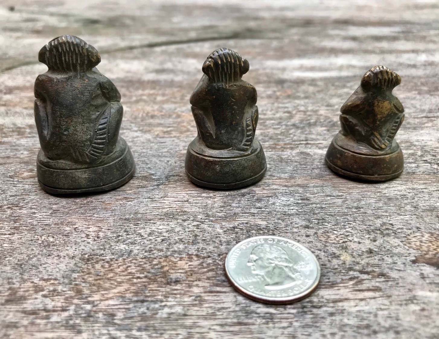 Set of 3 Antique Bronze Burmese Monkey Opium Weights / Gift for Dad ...