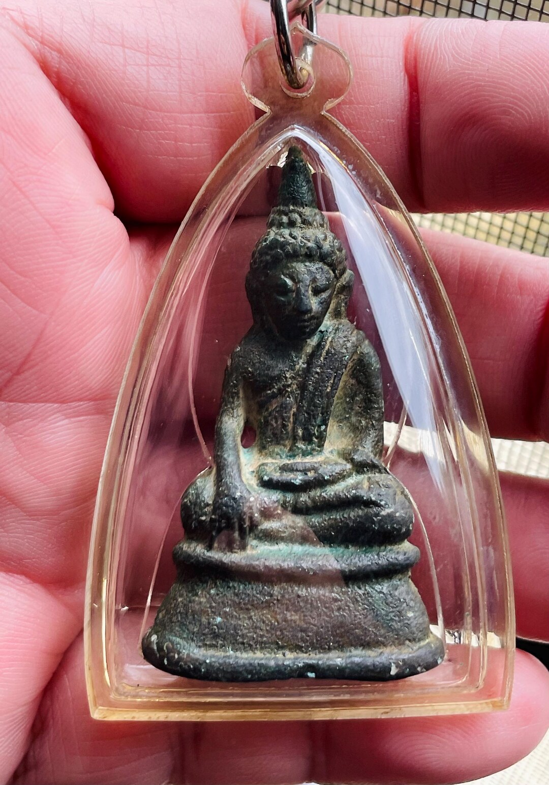 Vintage Phra Yod Thong Buddha Amulet Enclosed in an Acrylic Case ...