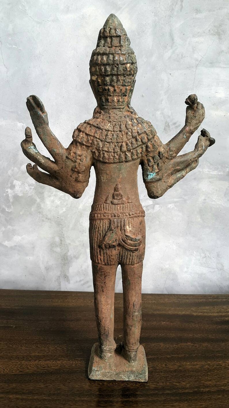 Vishnu Khmer God With 8 Arms Cast Bronze Buddha Statue 18 Tall / Prayer ...
