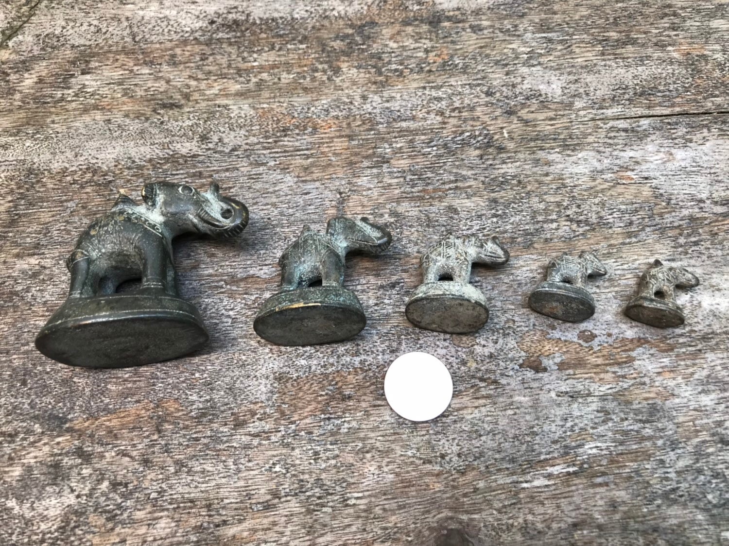 Antique Burmese Elephant Opium Weight Set – 5 Graduated Bronze Trade ...