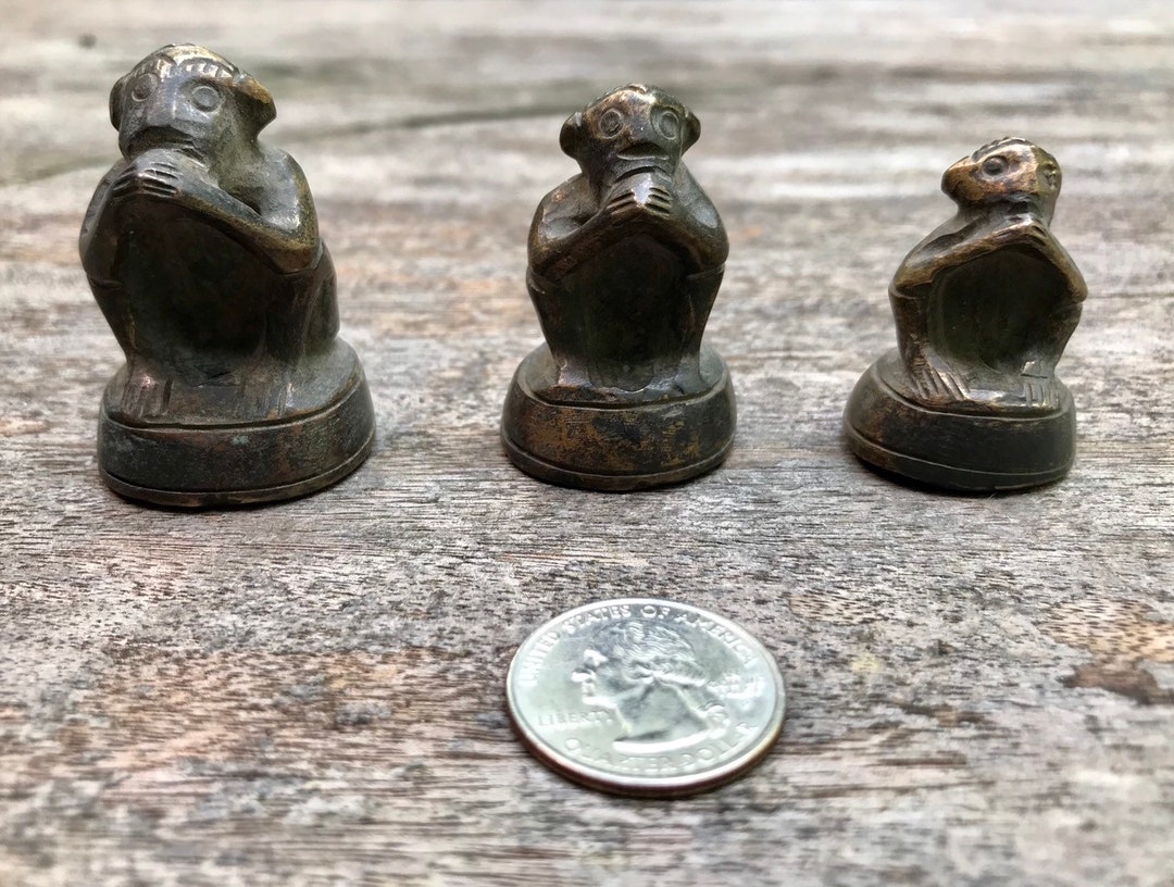 Set of 3 Antique Bronze Burmese Monkey Opium Weights / Gift for Dad ...