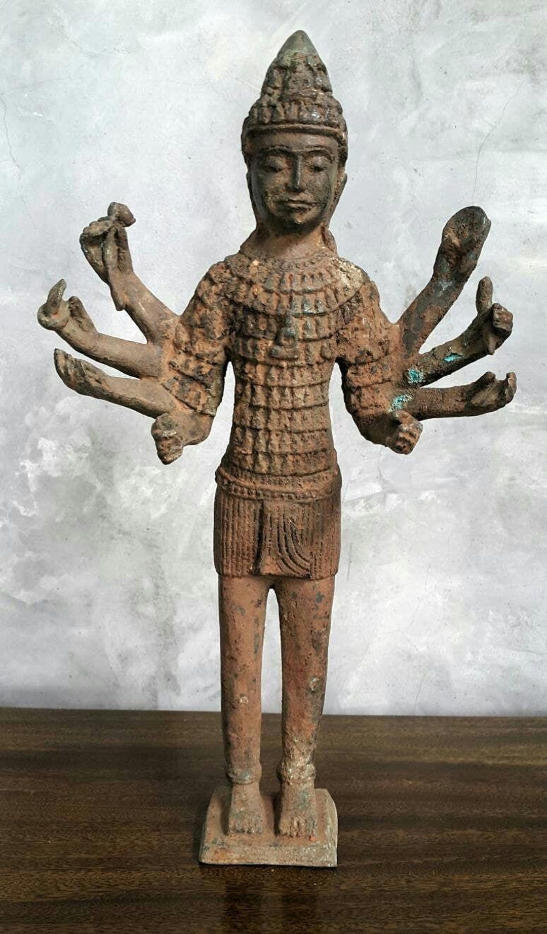 Antique 19th Century Thai Bronze Vishnu Statue – 8 Armed Hindu Deity ...