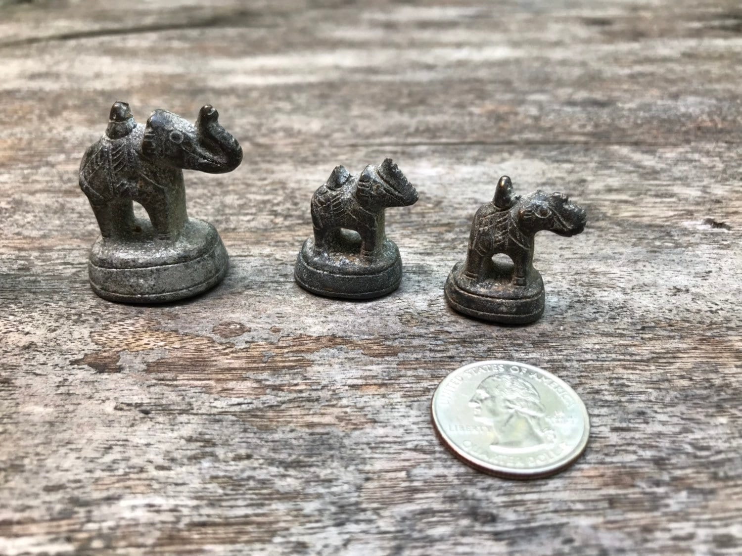 Antique Burmese Elephant Opium Weight Set – 5 Graduated Bronze Trade ...