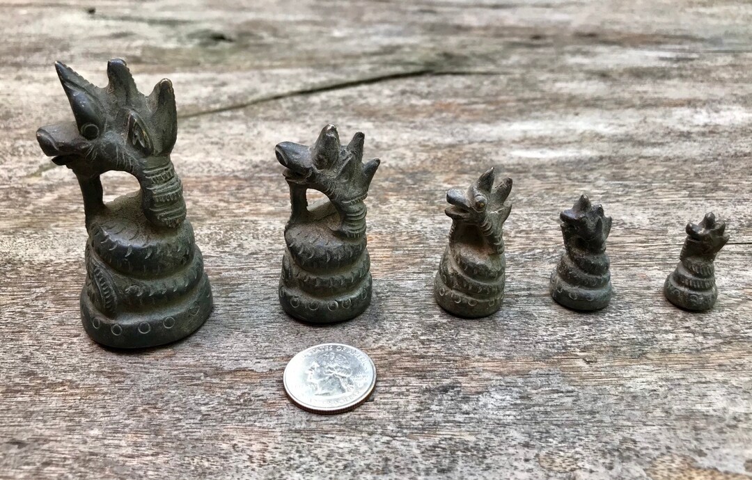 Set of 5 Antique Burmese Bronze Serpent Opium Weights – Mandalay Burma ...