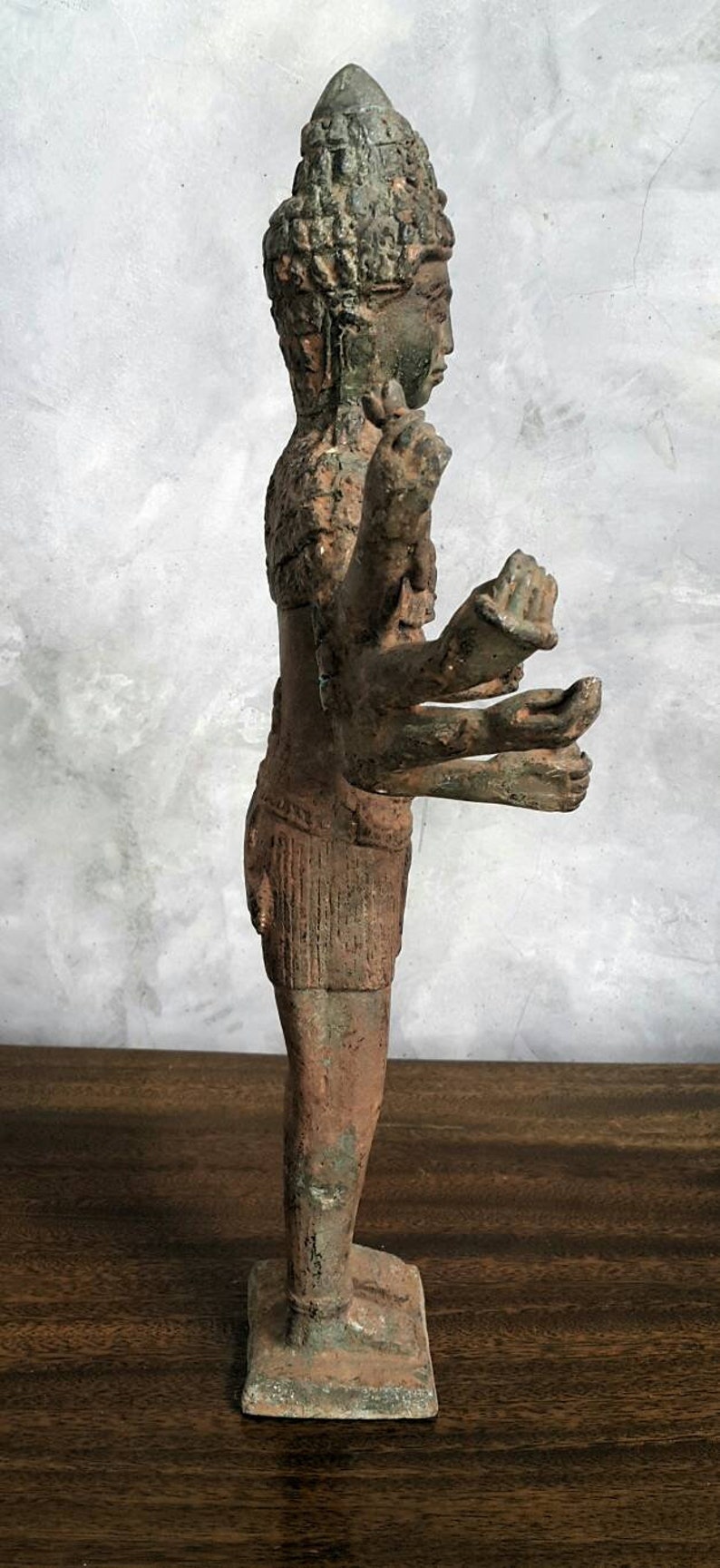 Vishnu Khmer God With 8 Arms Cast Bronze Buddha Statue 18" Tall ...