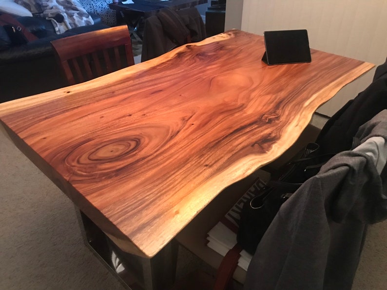 Custom Made Golden Acacia Live Edge 6' Foot Dining Table With Choice of ...