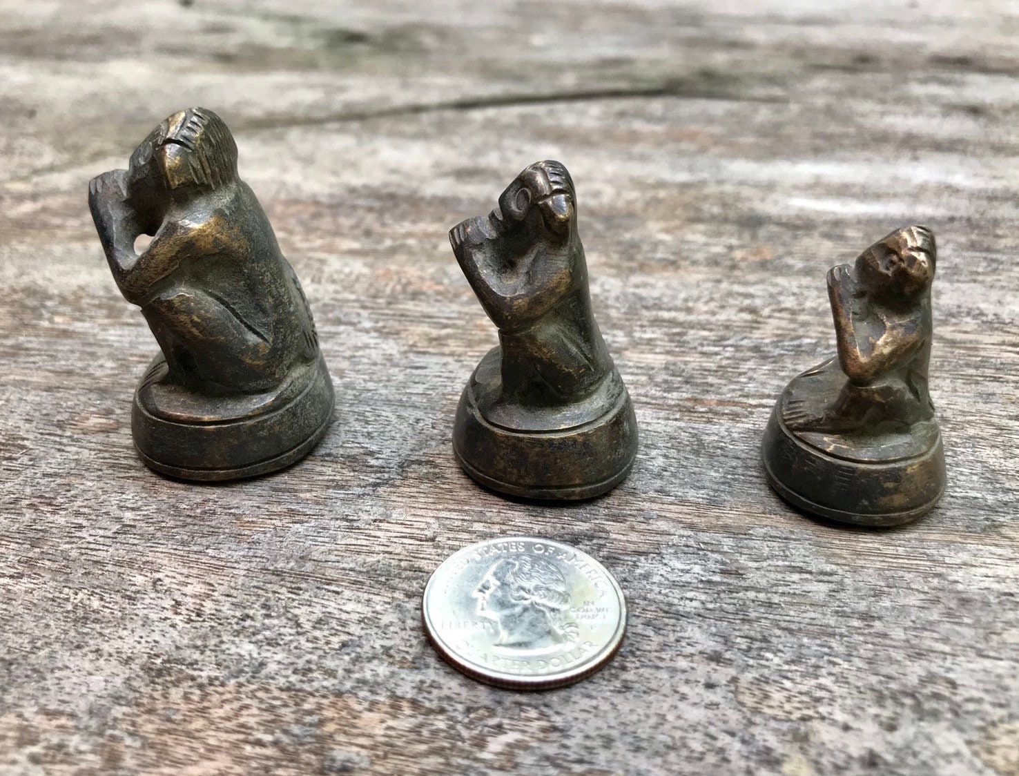 Set of 3 Antique Bronze Burmese Monkey Opium Weights / Gift for Dad ...