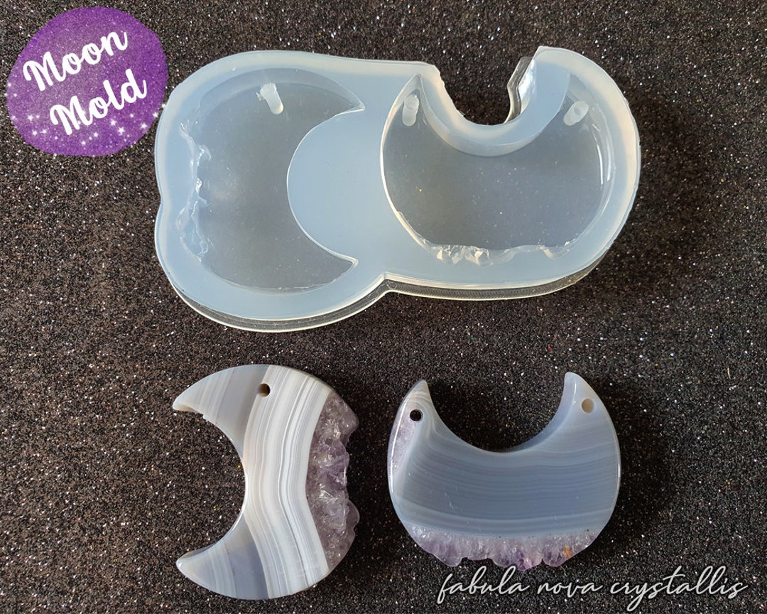 Crystal Moon Mold - Moon Mold - Silicone Mold - Agate Mold - Crystal ...
