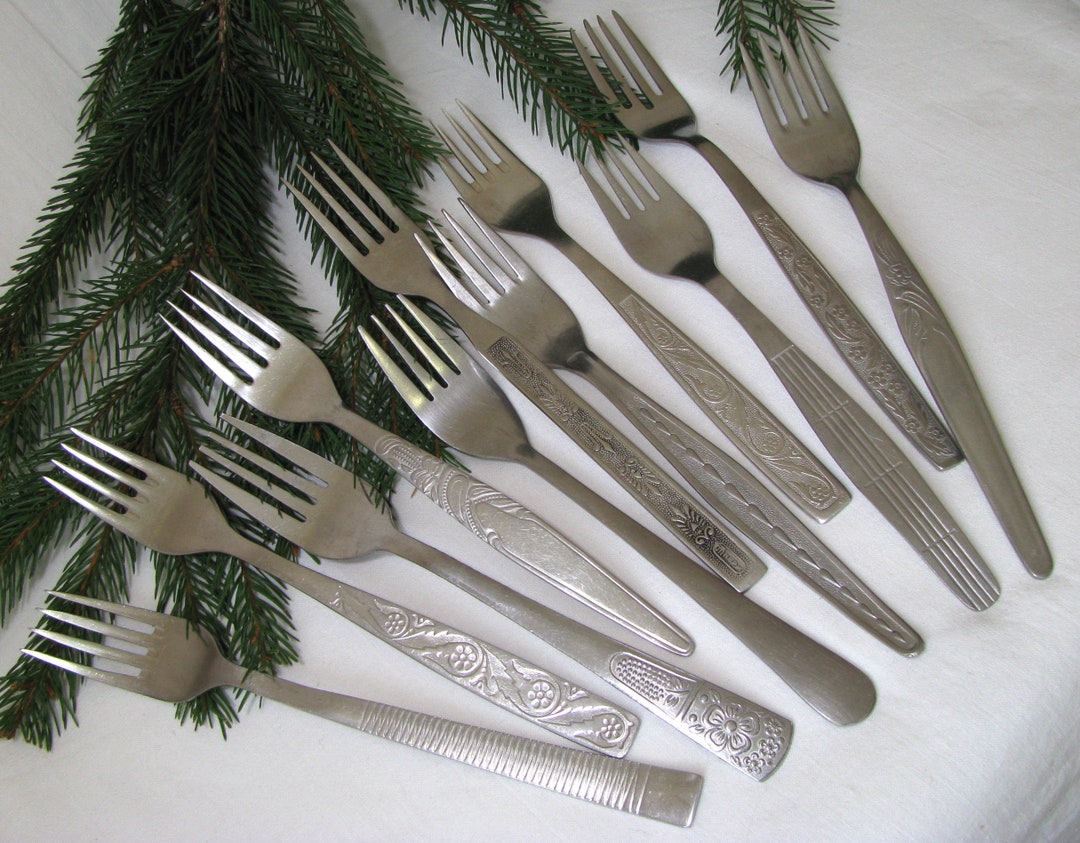 Vintage Mix Set of Forks 12 Soviet Metal Forks USSR Retro 1960s - 1980s ...