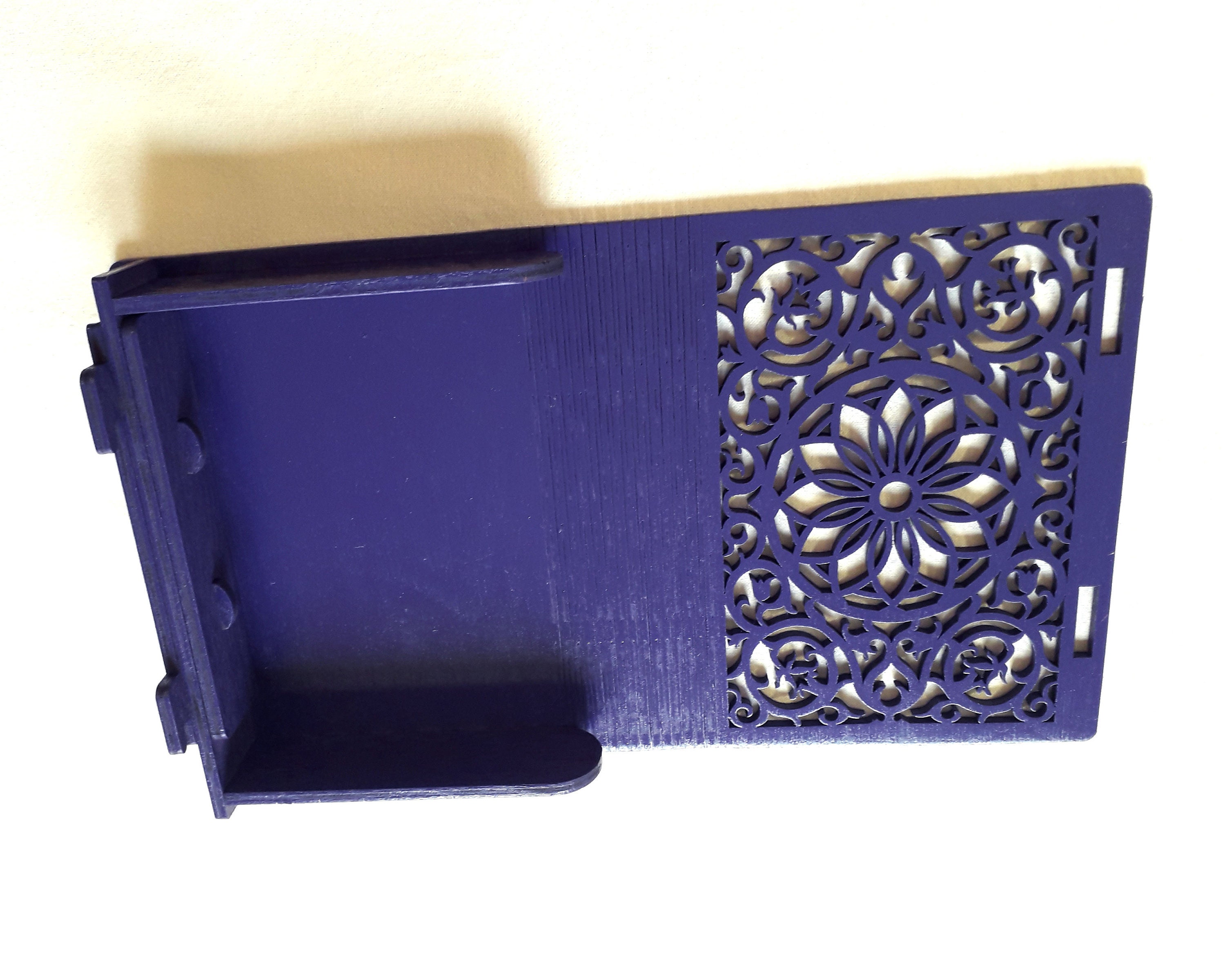 Blue Laser Cut Wood Mandala Box Colorful Tarot Cards Box | Etsy