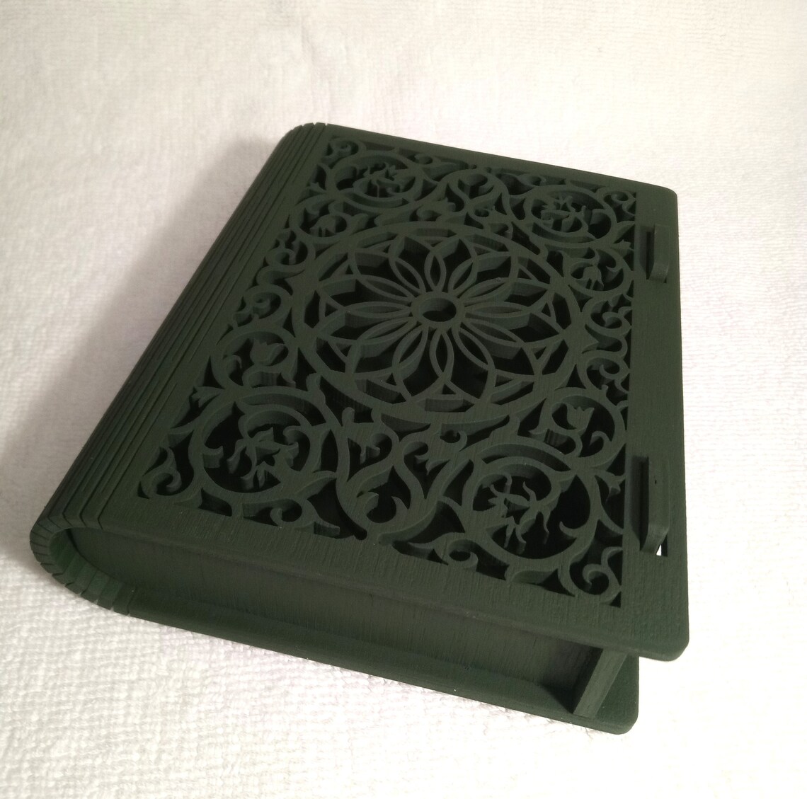 Green laser cut wood mandala box for tarot cards Jewelry | Etsy