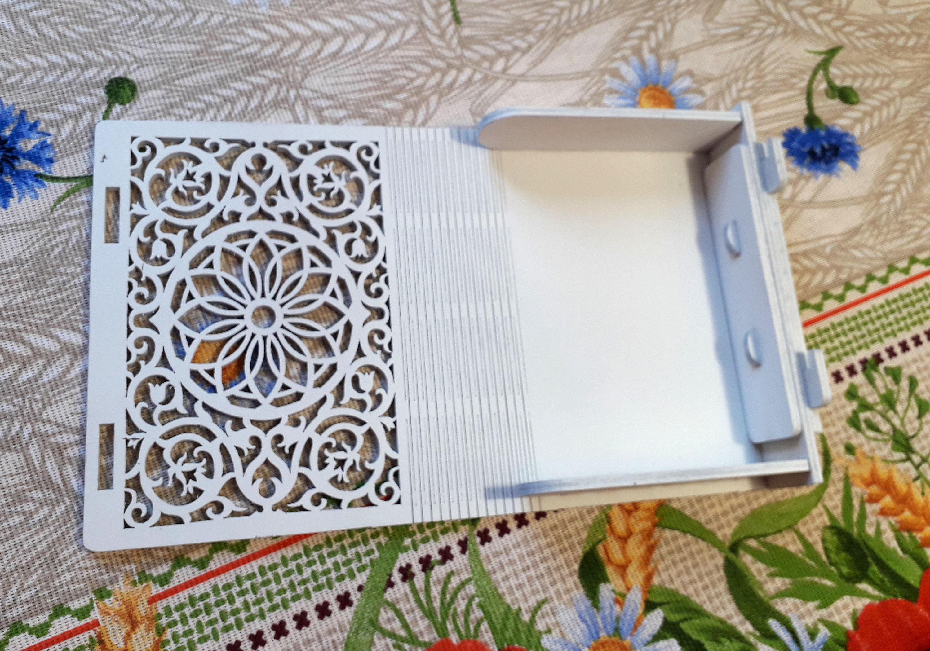 Blue Laser Cut Wood Mandala Box Colorful Tarot Cards Box | Etsy