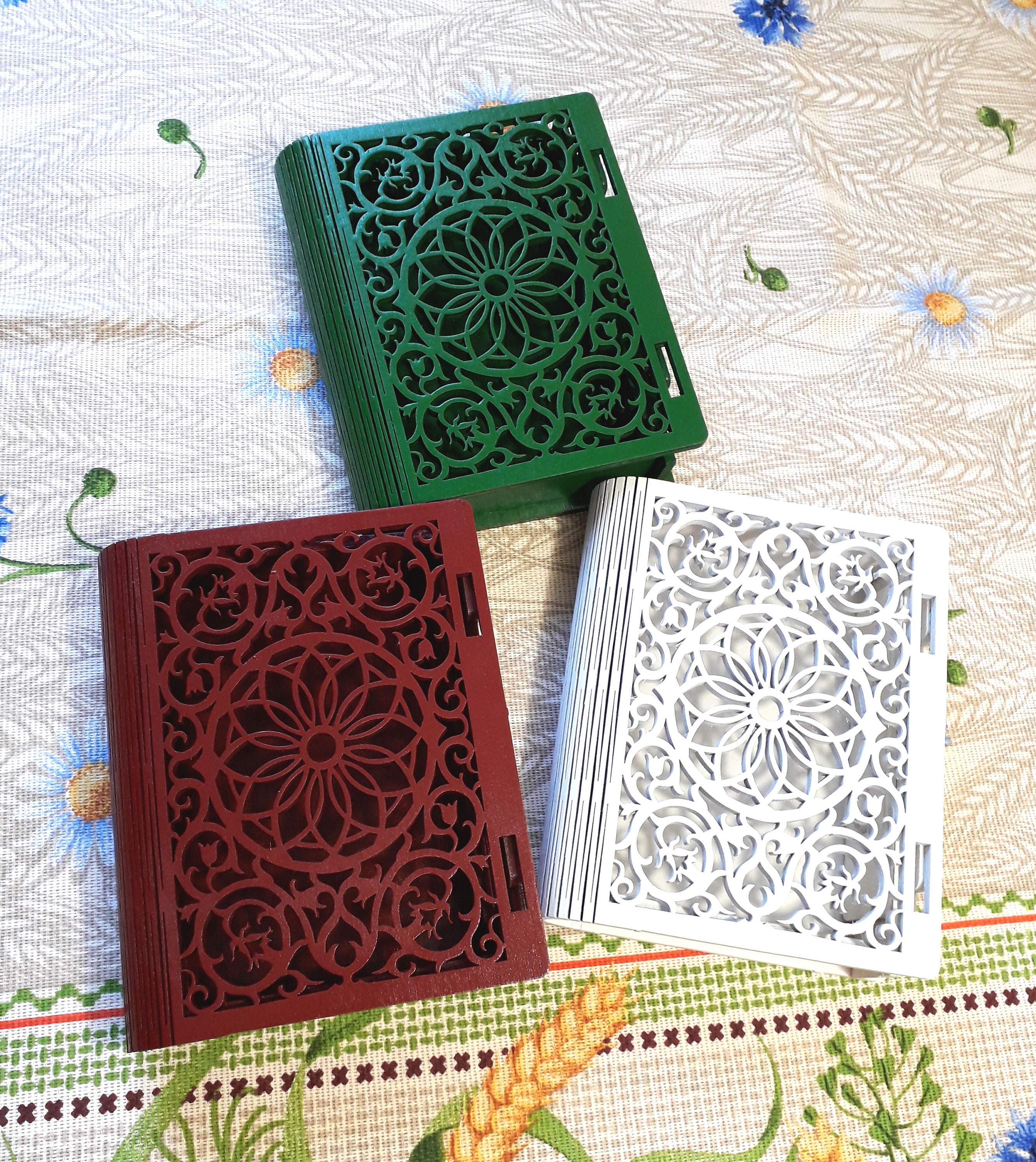 Laser Cut Wood Mandala Box White Tarot Cards Box Jewelry Storage ...