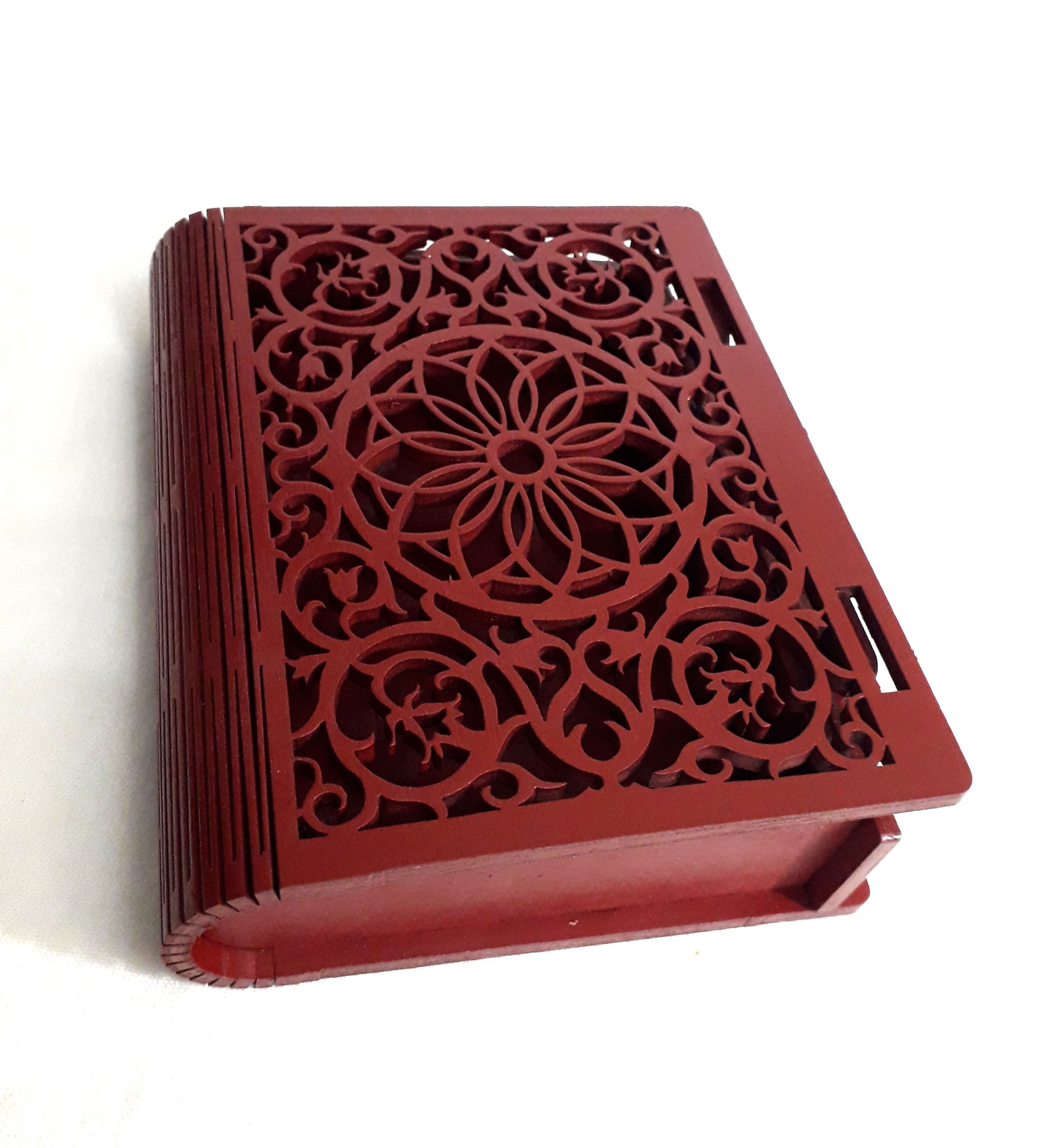 Green laser cut wood mandala box for tarot cards Jewelry | Etsy